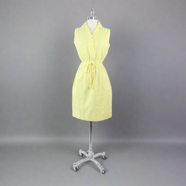 Vintage 60s Sunny Yellow Belted Shirtdress Shift Dress M – Bombshell ...
