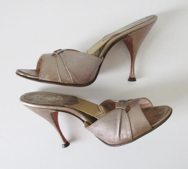 Vintage 60's 50's Pearl Copper Burnished Gold Springolator Heels Shoes ...