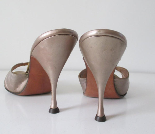 Vintage 60's 50's Pearl Copper Burnished Gold Springolator Heels Shoes ...