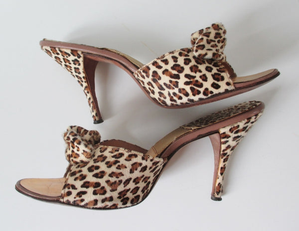 Vintage 50's 60's Leopard Springolator Heels Shoes 8 – Bombshell Bettys ...