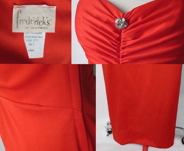 Vintage 70's Red Fredericks Hollywood Bombshell Evening Party Dress ...